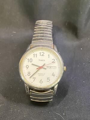 MENS TIMEEX INDIGLO WR 30M WATCH SILVER TONE NEEDS BATTERY | eBay