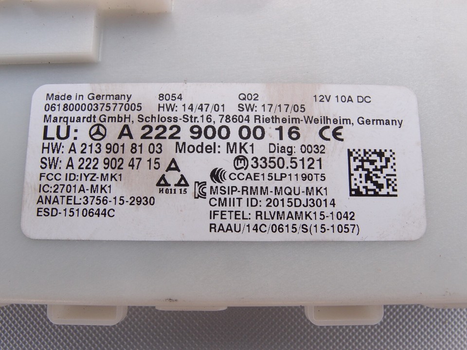 OEM MERCEDES E W213 S W222 C W205 KEYLESS ANTI THEFT ENTRY CONTROL ...