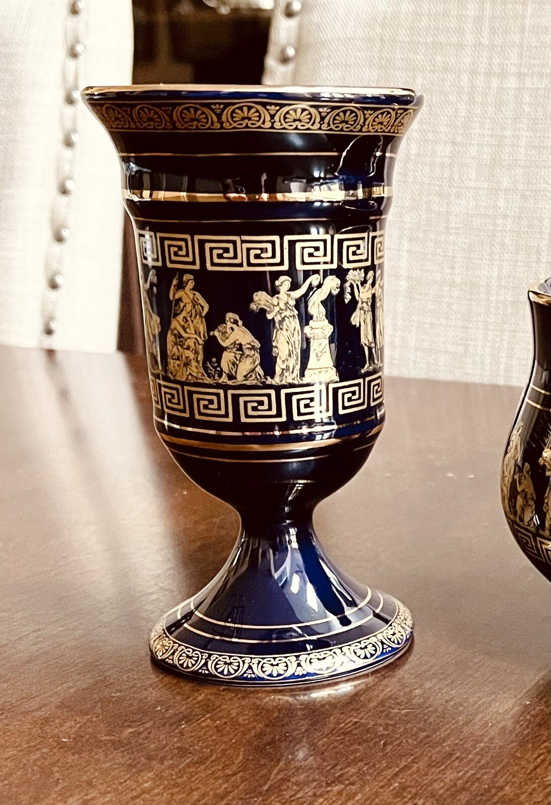 Vintage 1960's Greek 5.5” Vase Urn Cobalt Blue Gold 24k Spyropoulos | eBay
