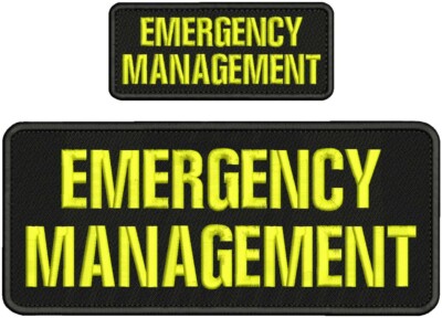 EMERGENCY MANAGEMENT embroidery patches 4x10 and 2x5 hook on back ...