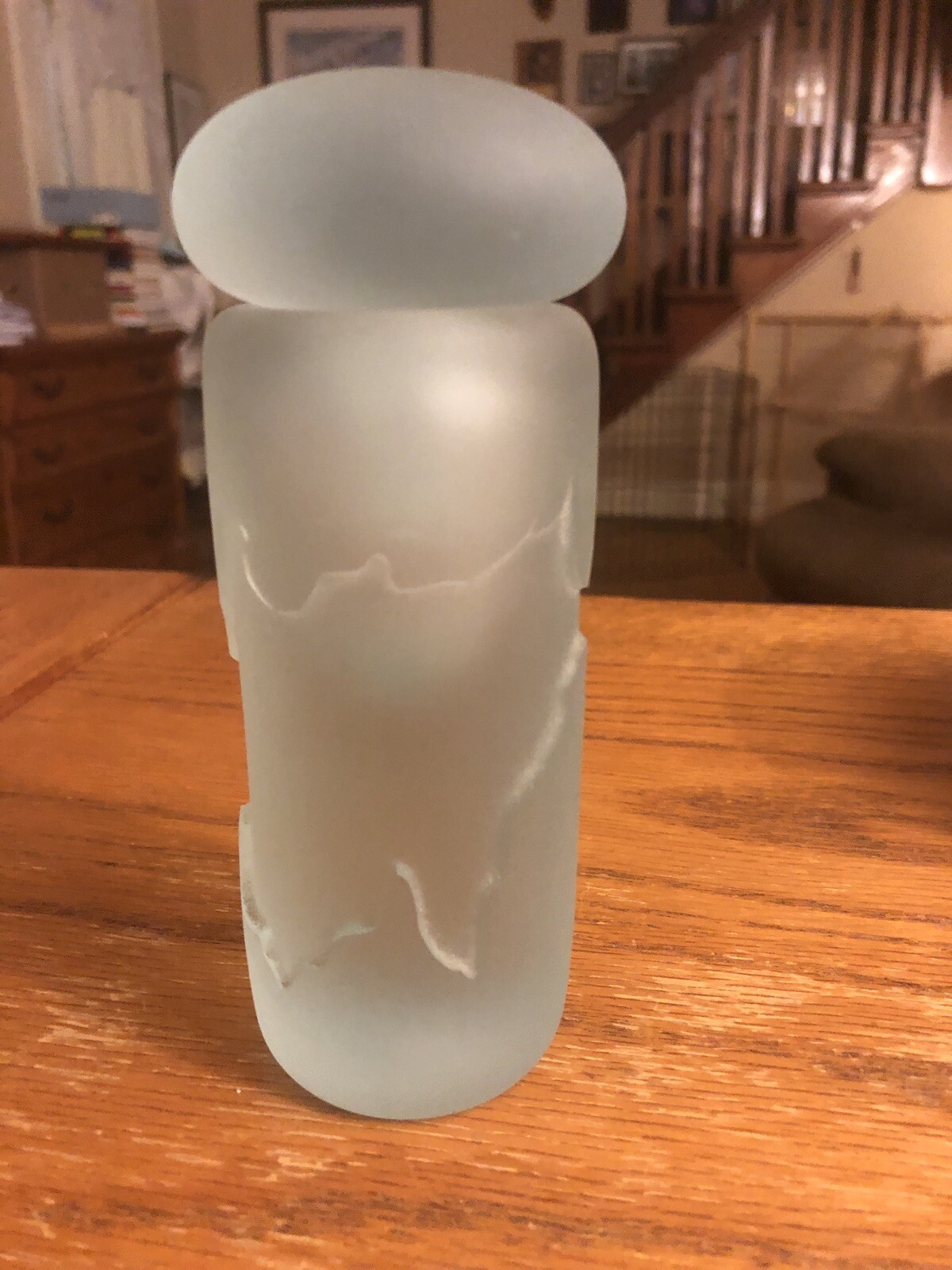 Robert Deeble Signed Nouveau Art Glass Frosted Blue Perfume Bottle 5.75 ...