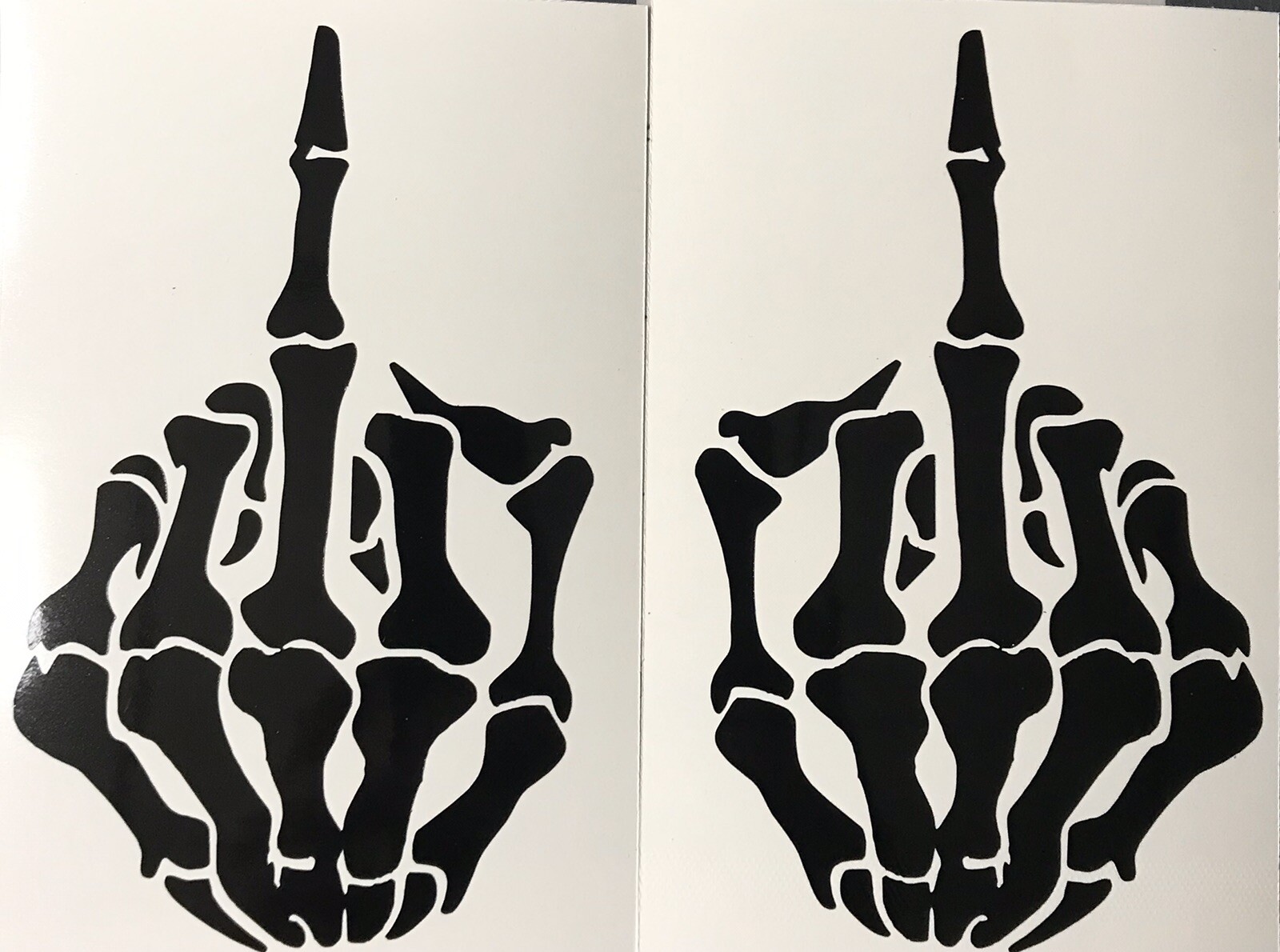 PAIR Of SKULL MIDDLE FINGER FLIP OFF DECAL STICKER WINDOW WALL CAR ...