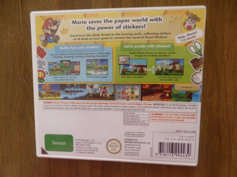 NINTENDO 3DS GAME : PAPER MARIO STICKER STAR | eBay Australia