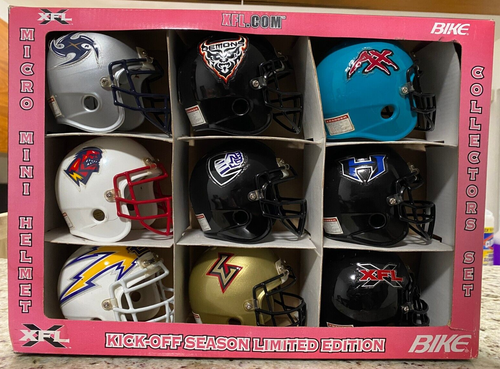 9PC SET VINTAGE XFL KICK OFF SEASON LIMITED EDITION MINI HELMET ...