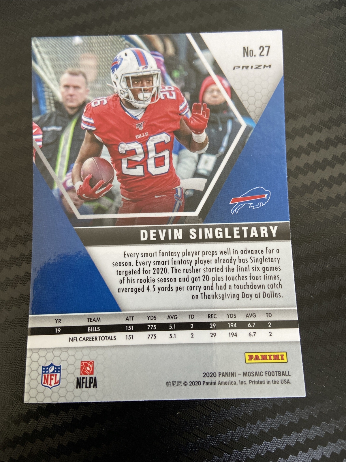 2020 Mosaic Pink Devin Singletary Football Card 27 Buffalo Bills | eBay