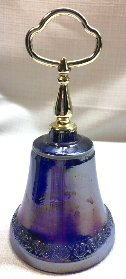 GORGEOUS Vintage Brooke Glass Blue Glass Bell-Hand Painted Snowflake ...