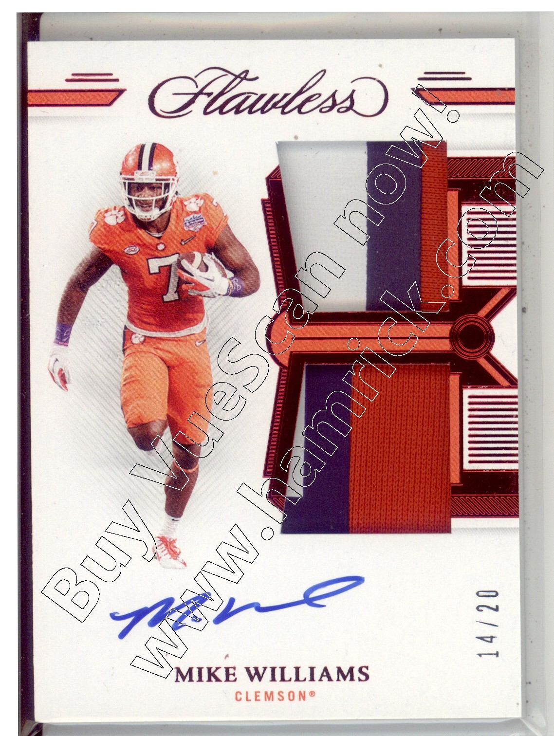 mike williams auto autograph dual jersey patch clemson tigers college ...