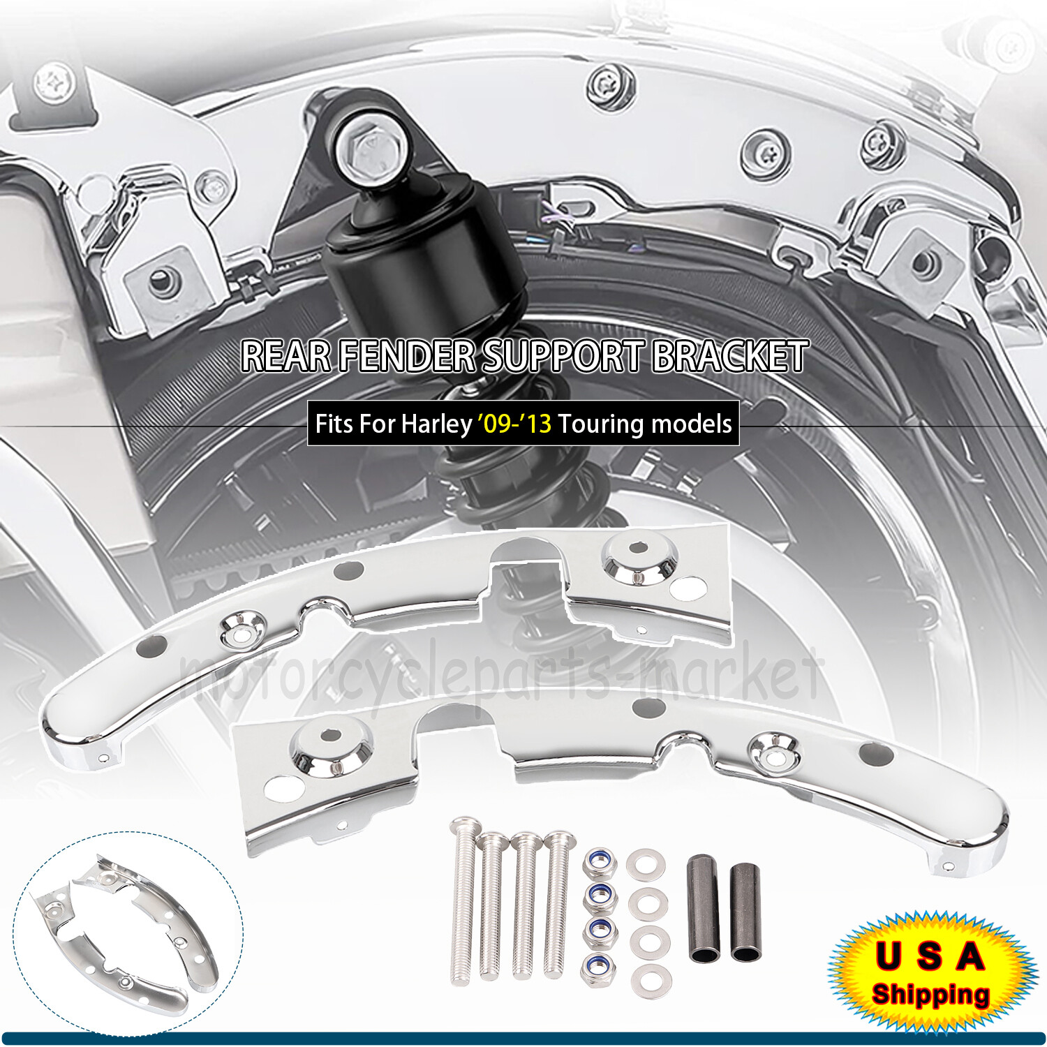 Chrome Rear Fender Strut Covers For Harley Touring Road Glide King FLHR ...