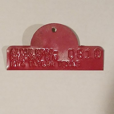 Anton Kroschewsky Gin Cotton Bale Metal Tag - RT. 4 Taylor Texas ...