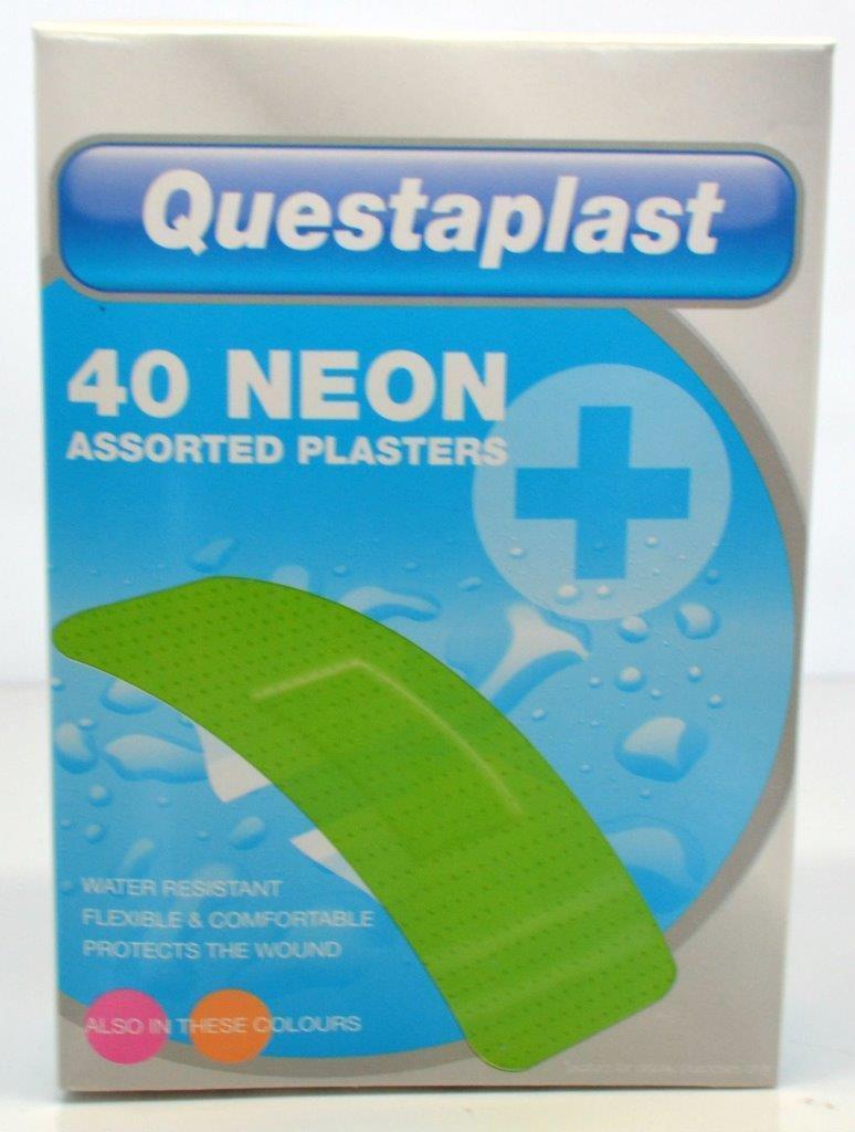 Questaplast Assorted Plasters 40 or 50 Fabric Clear Washproof Neon ...