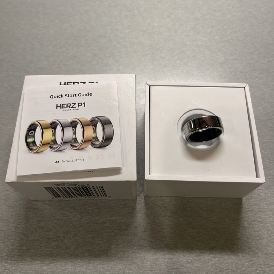 WUZUTECH HERZ P1 Smart Ring Fitness Tracker Silver Size 8 & Charging ...