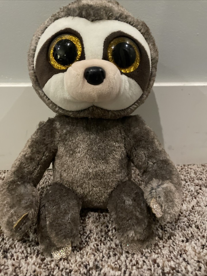Dangler The Sloth Ty Beanie Boo Plush Toy Brown with Glittery Gold ...