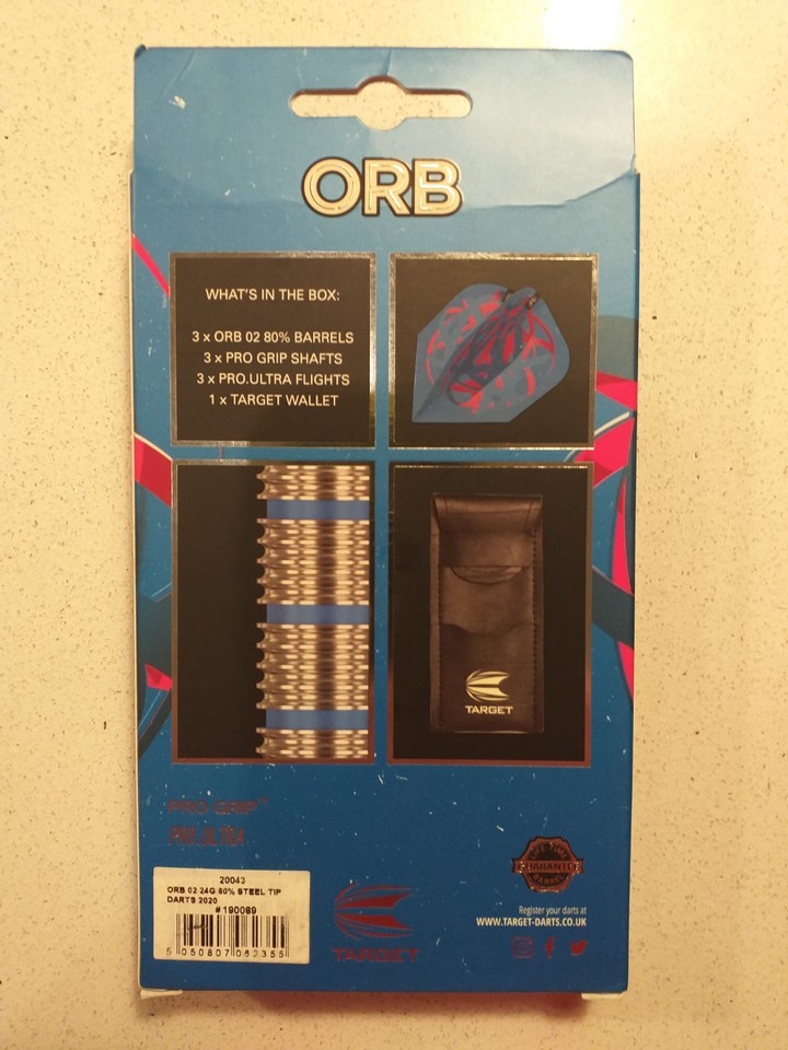 Target ORB 02 24g 80% Tungsten Steel Tip Darts Pro Grip Shafts Pro ...