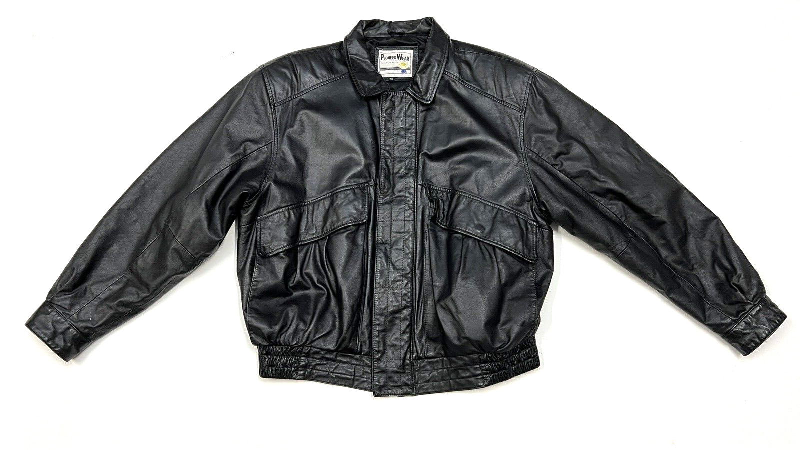 VINTAGE Pioneer Wear Leather Jacket Mens Size 42 Blac… - Gem