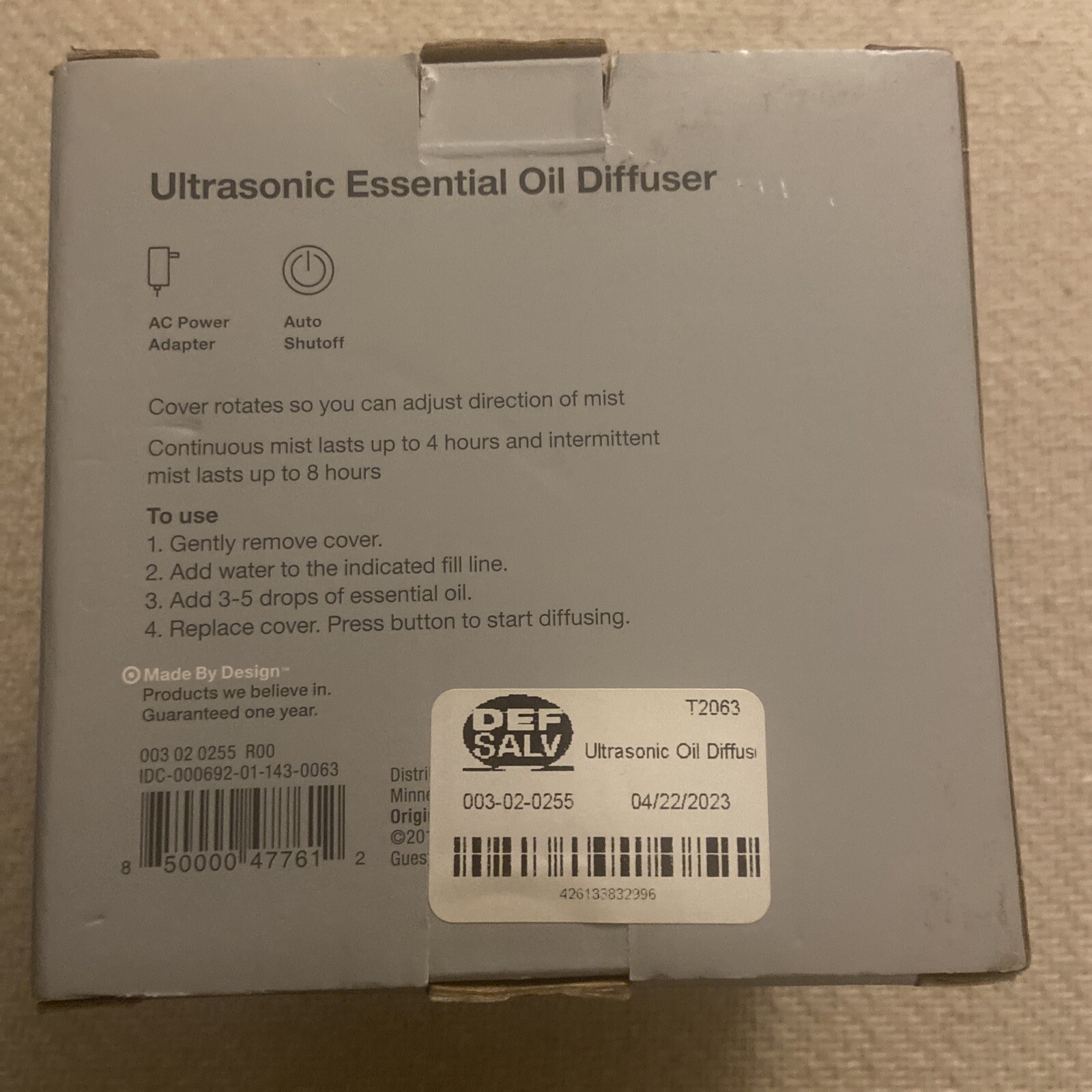 Ultrasonic Essential Oil Diffuser New MADE BY DESIGN target oil ...