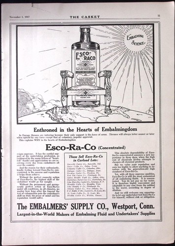 1917 The Casket Magazine Print Ad Embalmers Supply Co Esco-Ra-co ...
