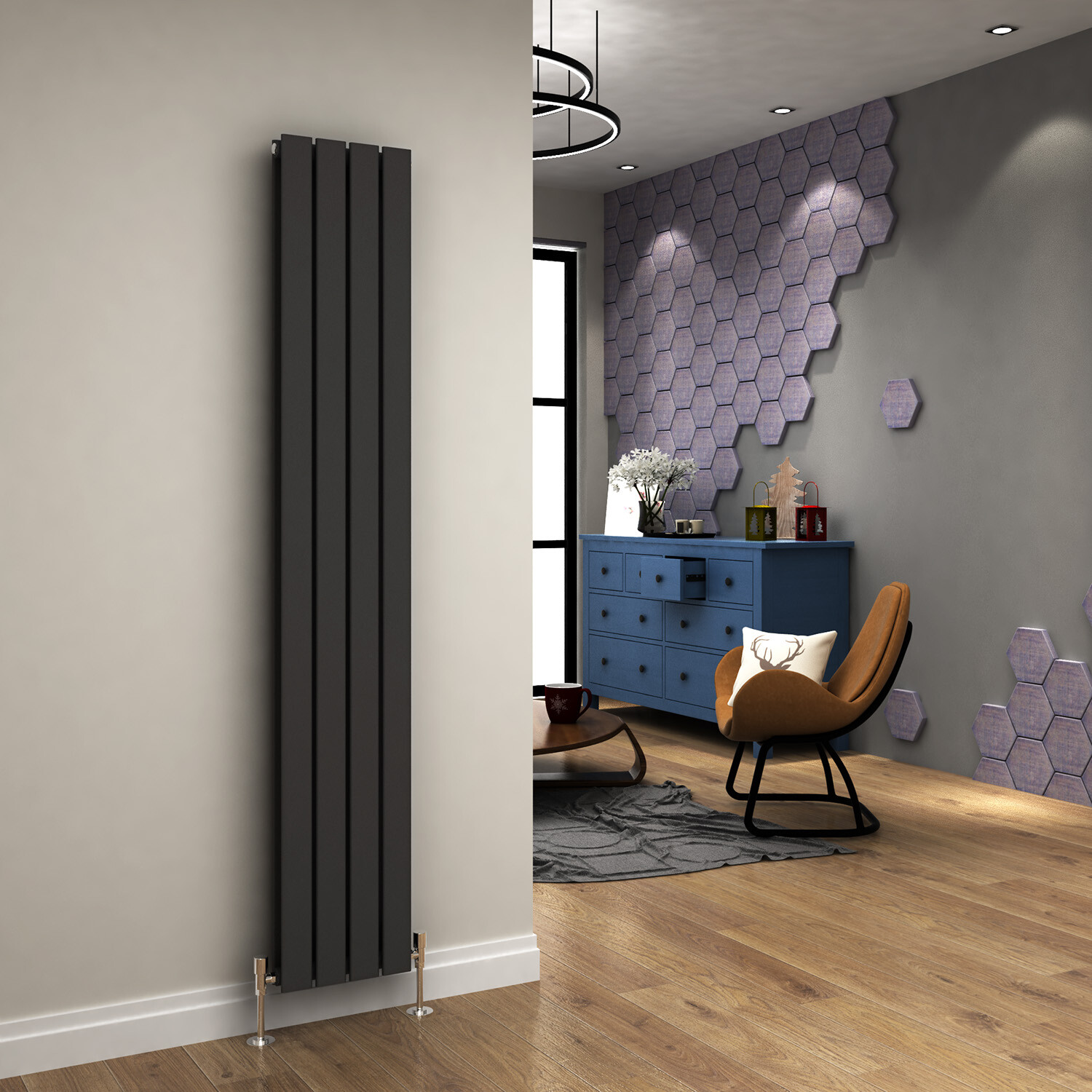 Flat Panel Vertical Radiator Double Single Central Heating Rad Grey ...