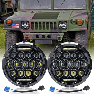 Pair 7" LED Headlights For Military Truck Hummer M998 M923 M35a2 Humvee ...