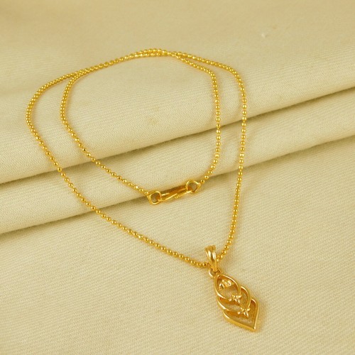 Ethnic Gold Plated Chain Pendant for Girls 22K Plated Wedding Necklace ...