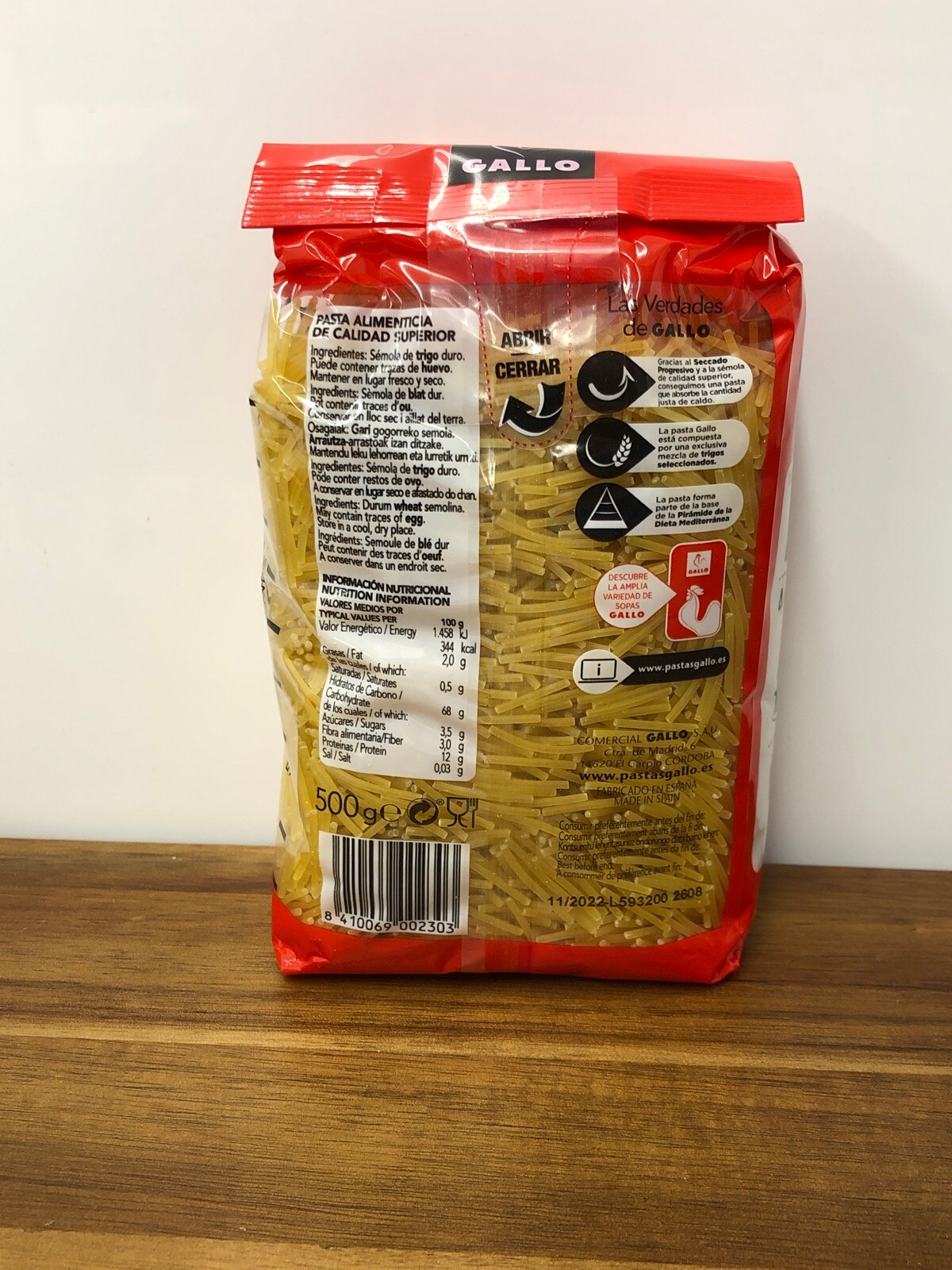 Spanish Gallo Fideo No2 , Dried Noodles For Soup 3 Bags 3 X 450g Tapas ...