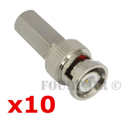 10 Pack Lot - BNC Male Twist-On Connector End for RG6 Coax Cable CCTV ...