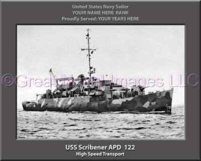 USS Scribner APD 122 Personalized Canvas Ship Photo Print Navy Veteran ...