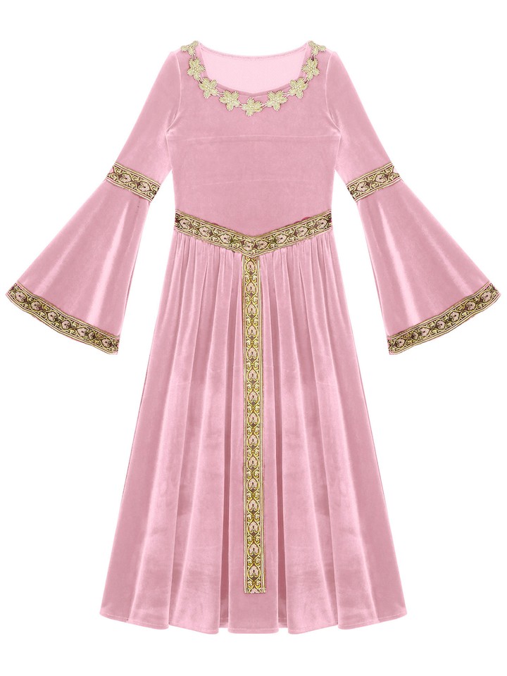 Kids Girls Costume Stage Robe Holiday Dresses Fairy Dress Up High Waist ...