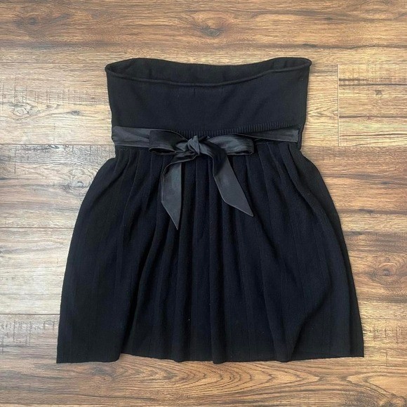 Guess Strapless Black Knit Babydoll Top Women Small Satin Tie Fairy ...