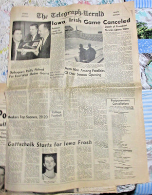 Nov 24 1963 JFK Assasination Dubuque Telegraph Herald Sports Section ...