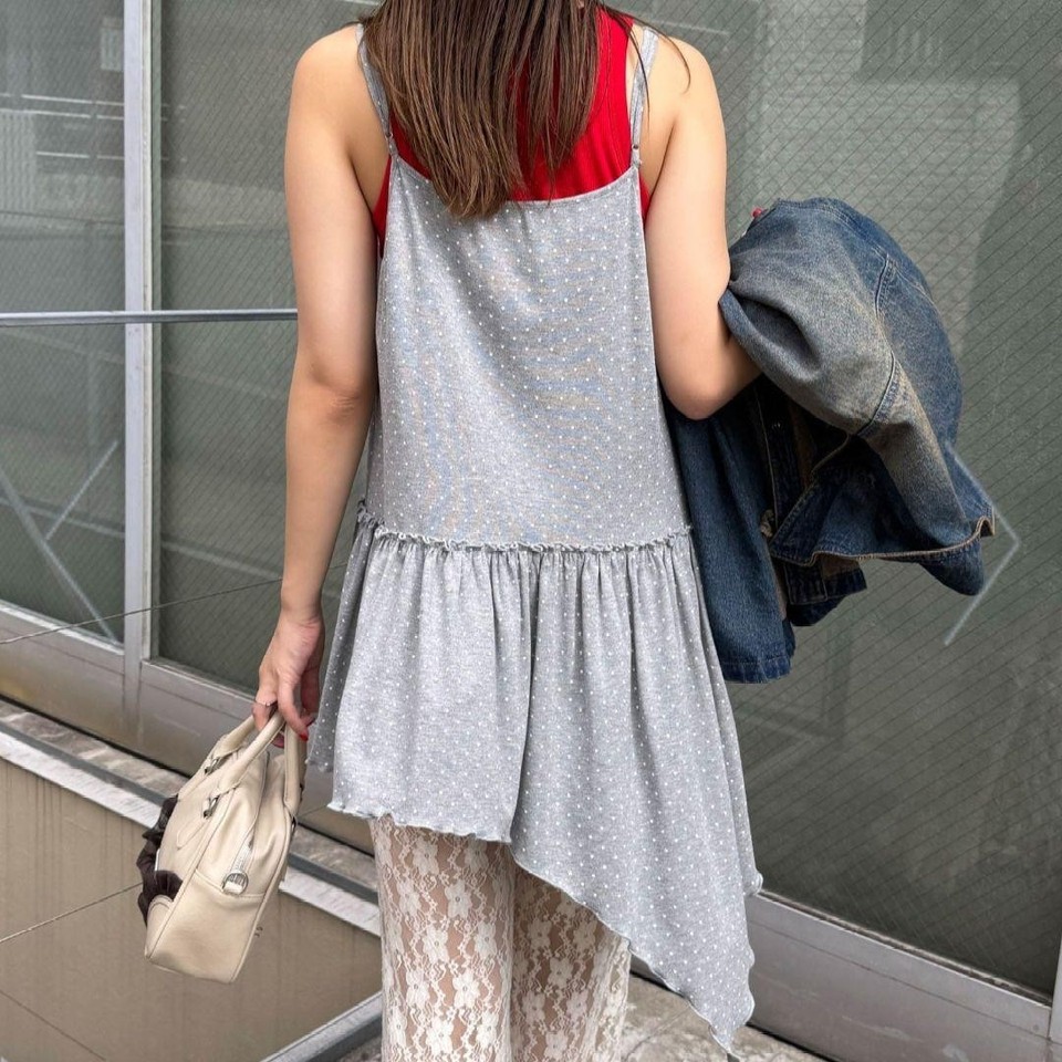 CIAOPANIC Lace Dot Pattern Sleeveless Tunic Dress Gray F Unused Japan ...