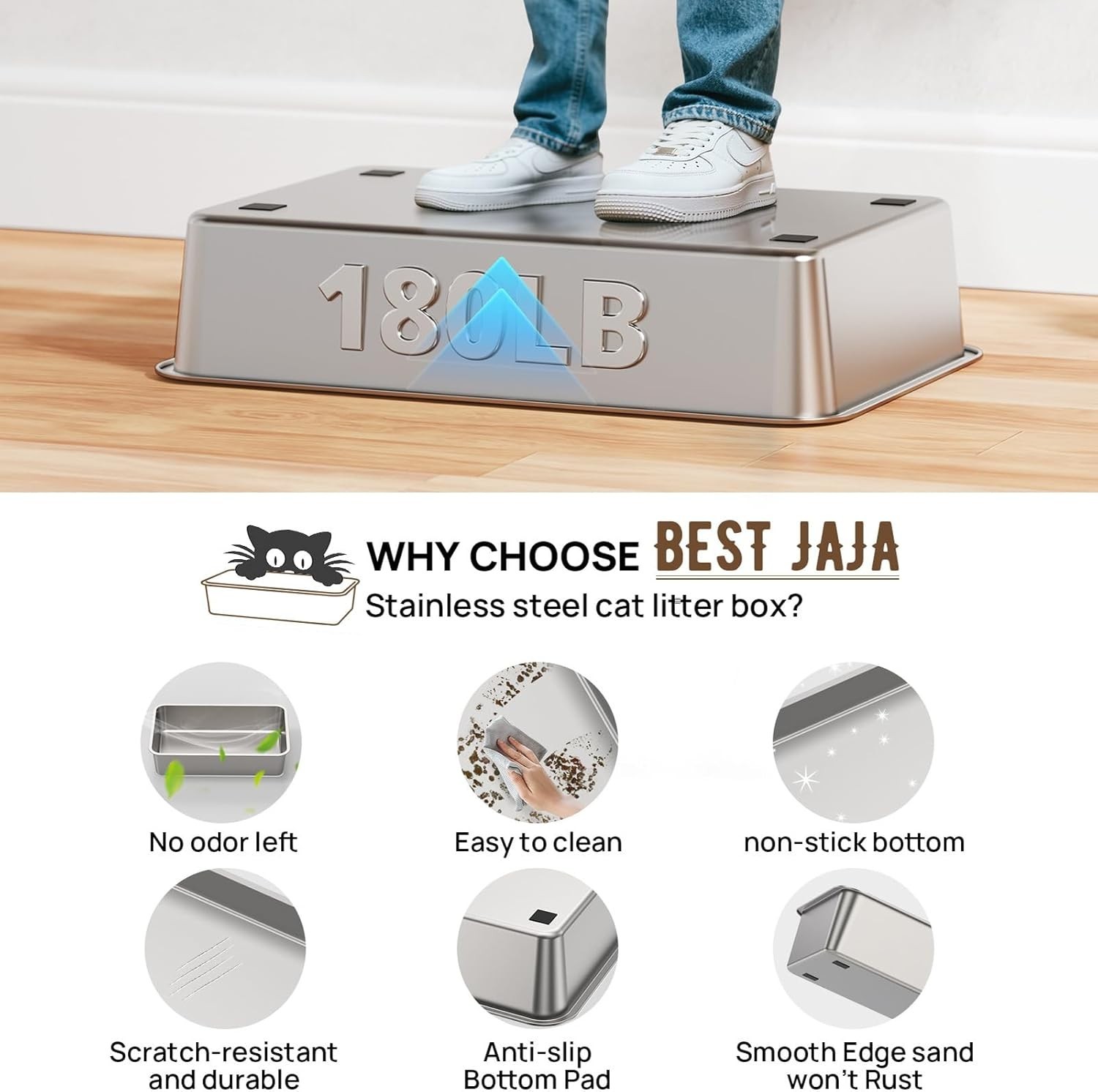 Stainless Steel Litter Box: Enclosed with Flip Lid Self Cleaning and ...