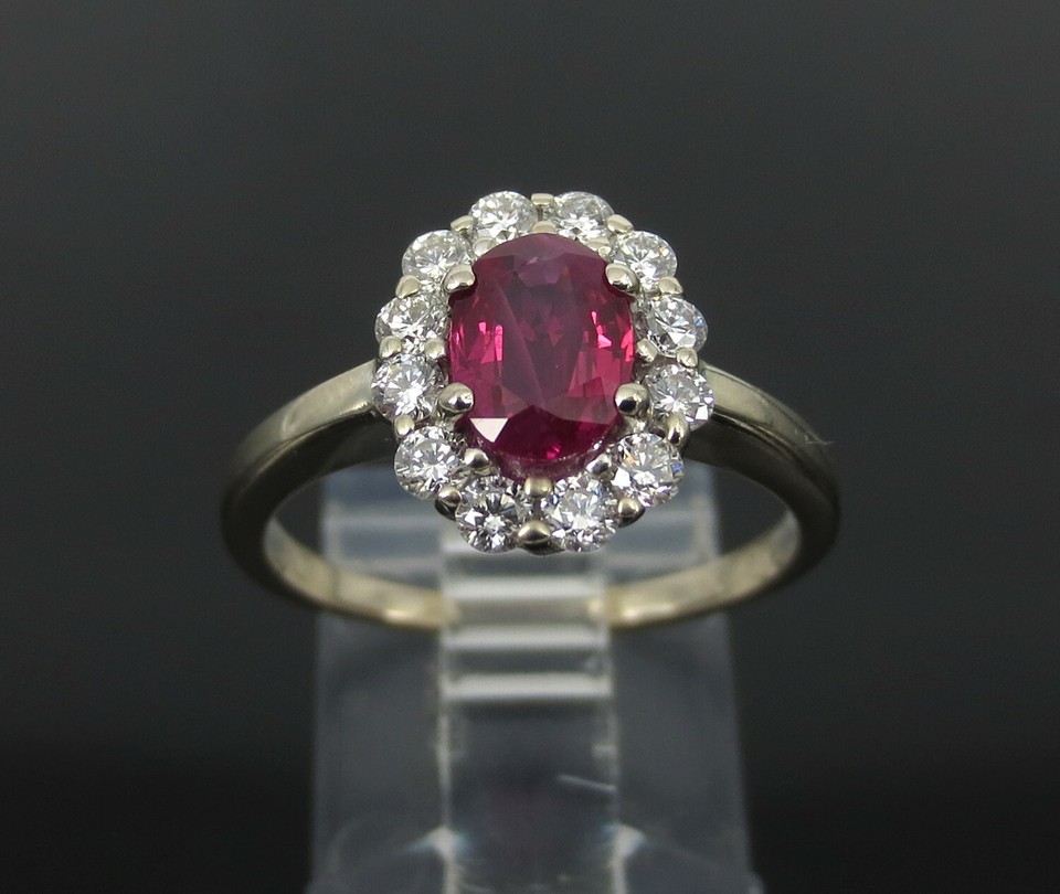 Fine 1.0ct Mogok Ruby & 0.60ct Diamond 18K Yellow Gold Cocktail Ring | eBay