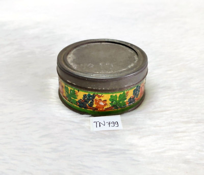 Vintage Floral Litho Print Round Tin Box Decorative Collectible Old ...