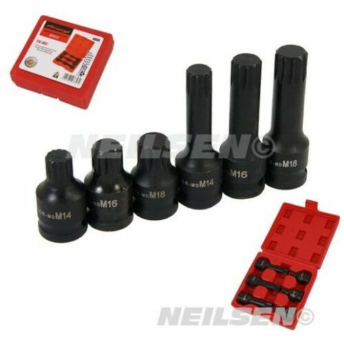 1/2" DRIVE SPLINE BIT IMPACT SOCKET SET M14 M16 M18 FOR VW, AUDI, SEAT ...