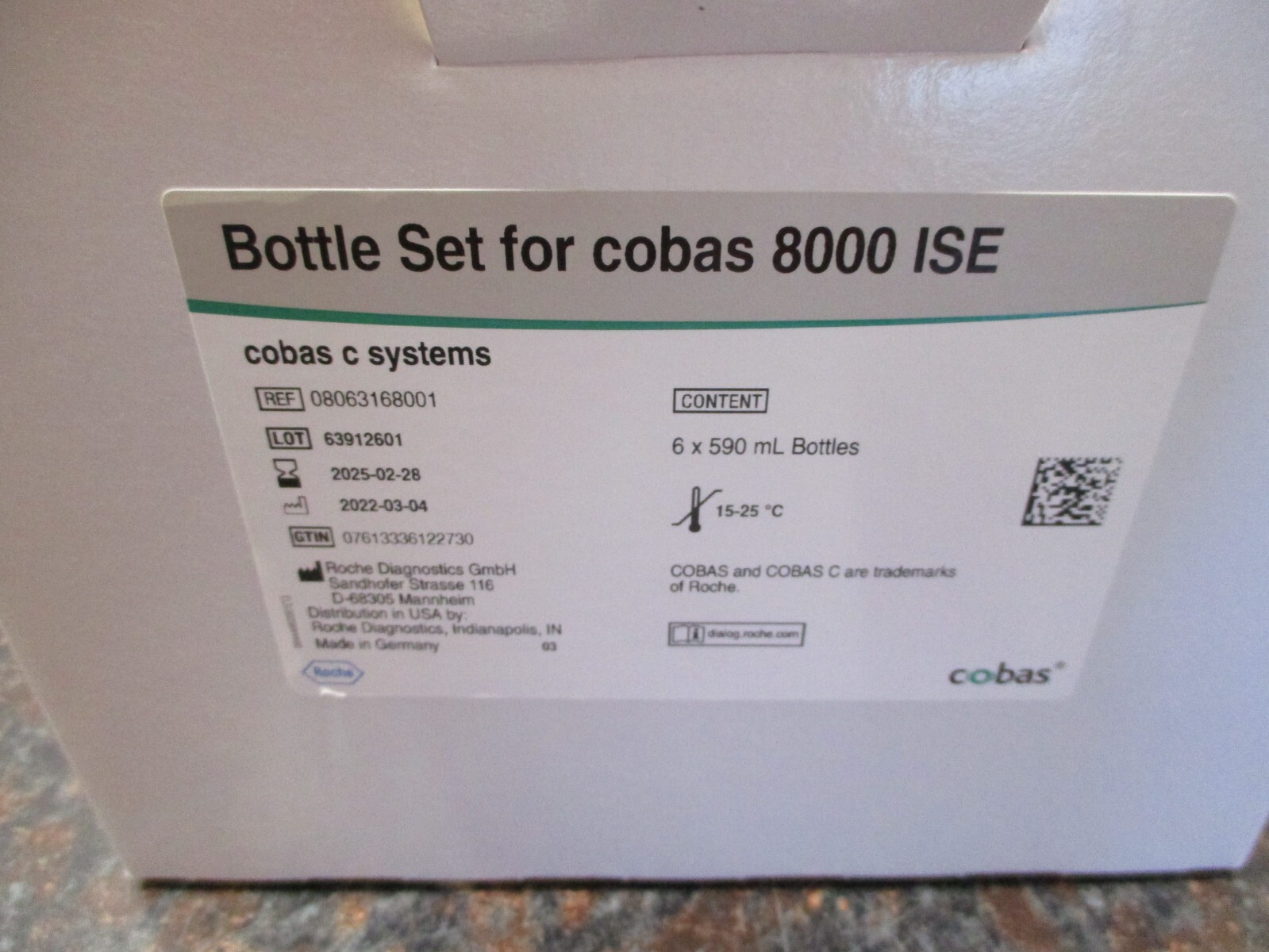 ROCHE COBAS C SYSTEM 6 X 590ml BOTTLES BOTTLE SET FOR COBAS 8000 ISE ...