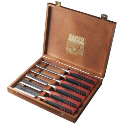 Bahco Chisel Set 424P - 6 Wood Chisels, Wooden Case, (Bacho) Chisel Set ...