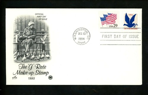 US FDC #2878 PCS Artcraft Dove G Rate Make-up stamp US Flag 1994 ...
