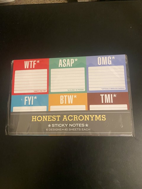 Knock Honest Acronyms Sticky Note Packet Paperback – January 1 2013 for ...