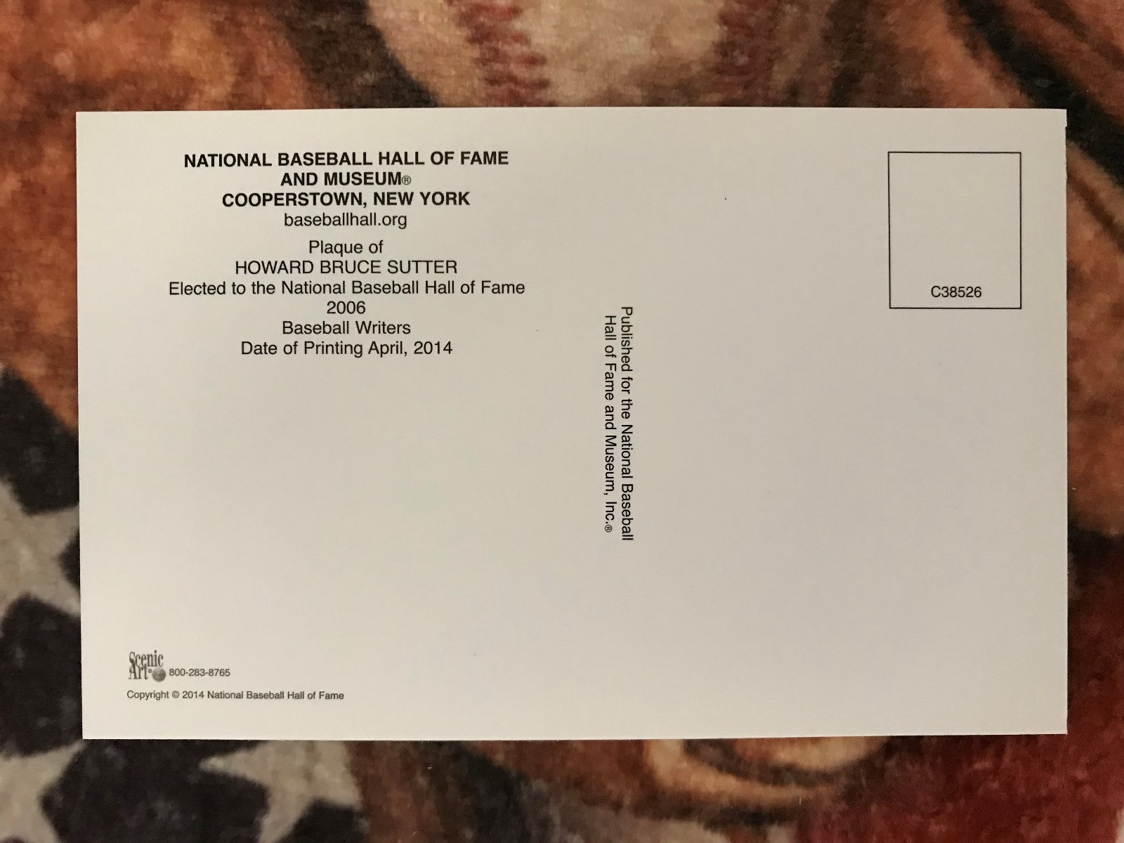 Bruce Sutter Postcard- Baseball Hall of Fame Induction Plaque ...