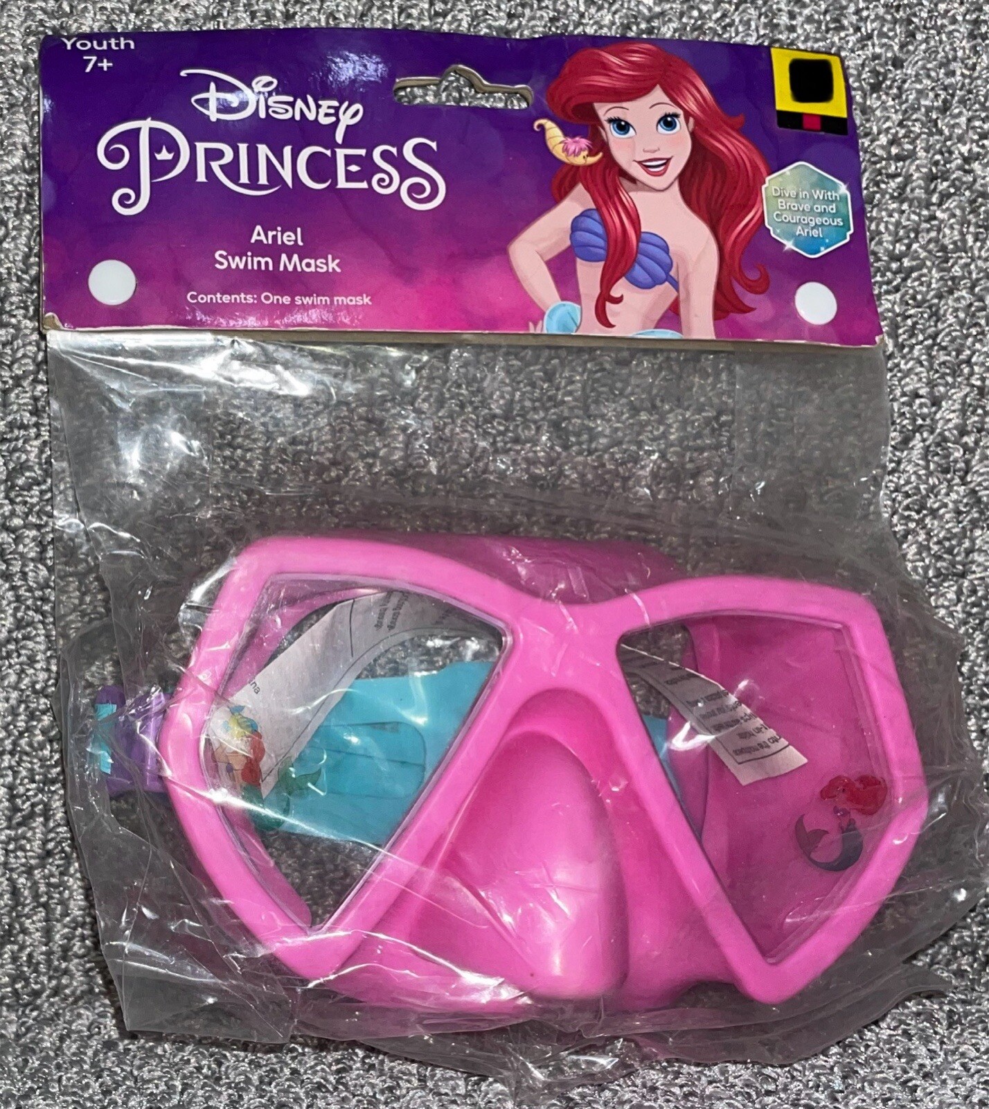 Disney Princess Ariel The Little Mermaid Swim Mask Goggles Pink/Aqua ...
