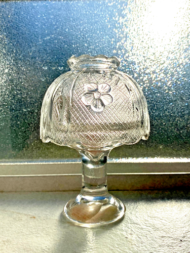 Vintage Indiana Glass Reproduction Clear Floral Fairy Lamp | eBay