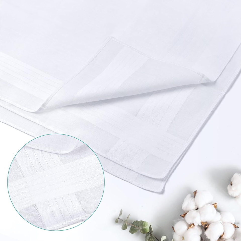 12 Pcs Men's Handkerchiefs, 100% Soft Cotton Handkerchief, Breathable ...