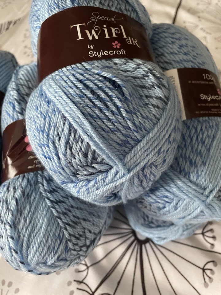 Stylecraft Double Knitting Yarn Twirl In Blue Fleck 7 X 100 Gram Balls ...