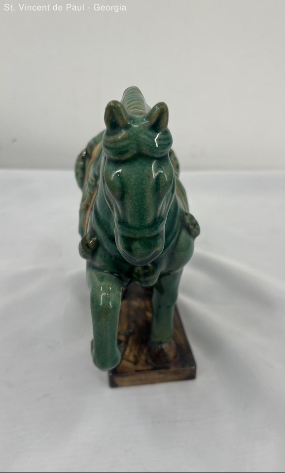 Vintage Chinese Sancai Tang Dynasty Style Glazed Ceramic War Horse ...