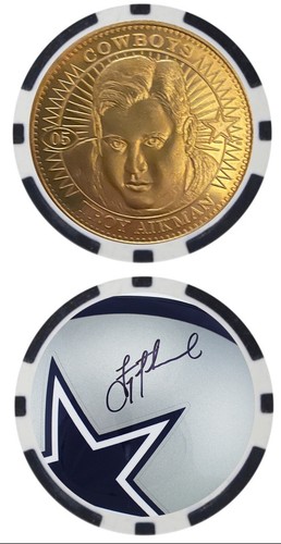 TROY AIKMAN COIN- DALLAS COWBOYS - POKER CHIP ***SIGNED*** WITH ...