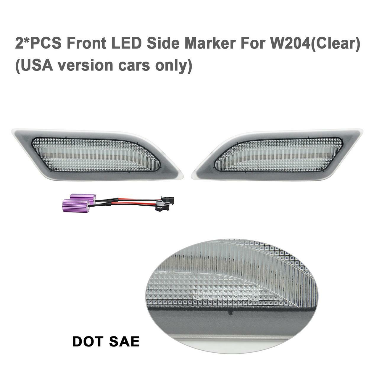 For 2012-14 Mercedes-Benz W204 C250 C300 C350 Amber LED Front Side ...