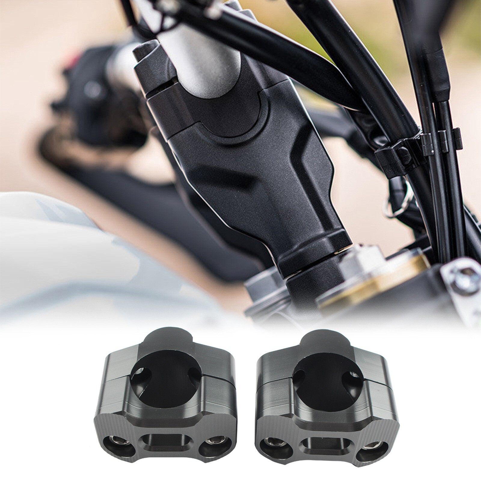 Handlebar Fat Bar Mount Clamps Risers Adaptor Titanium 7/8" 1 1/8" Dirt ...