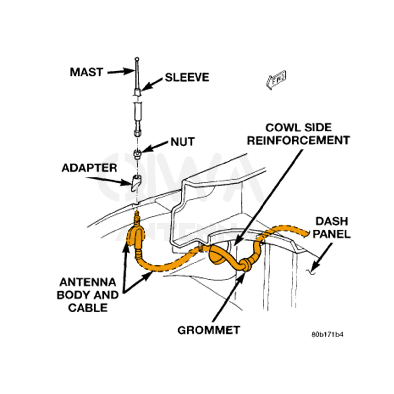 09-14 2009-2014 Dodge Ram 1500 2500 3500 Radio Antenna Cable Base ...