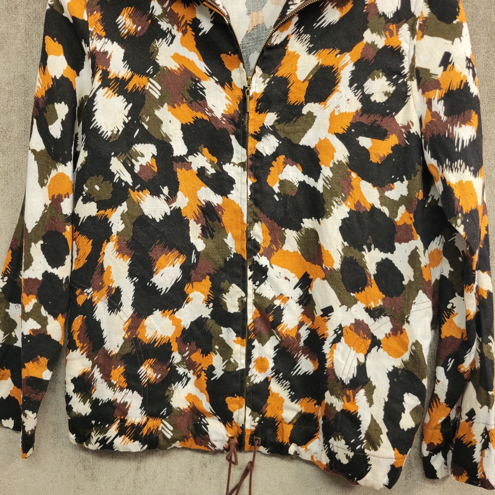 Hot Cotton Linen Jacket Top Shacket Womens Small Drawstring Hem Full ...