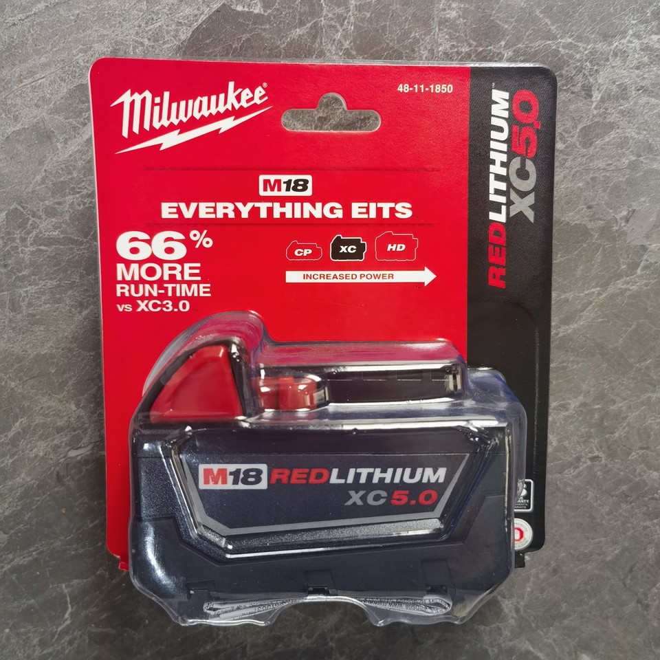 Milwauke 18V 48-11-1850 5.0 AH Batteries M18 XC18 48-11-1850 Battery 2 ...
